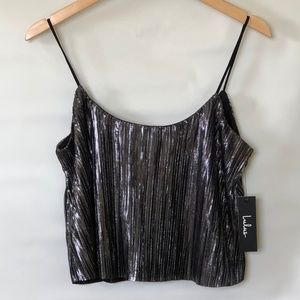 Lulus | Tops | Lulus Midnight Kiss Black Silver Crop Top | Poshmark